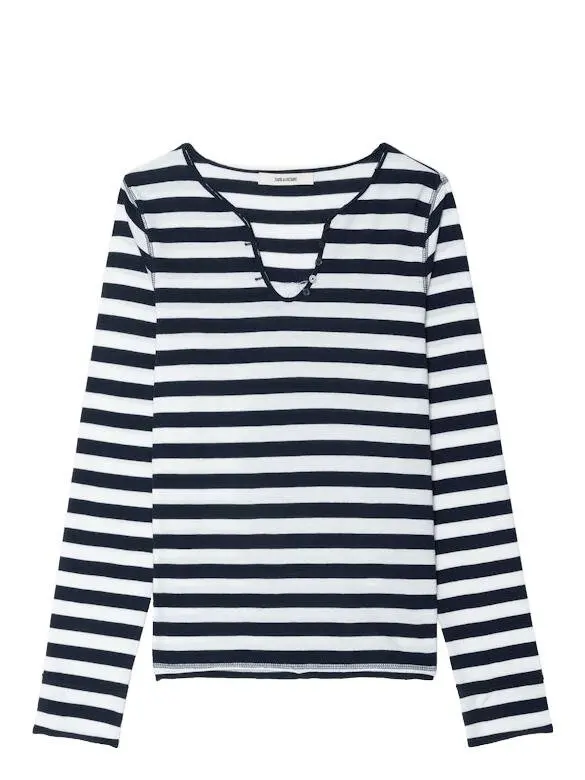 Zadig&Voltaire Striped Henley T-shirt - Encre