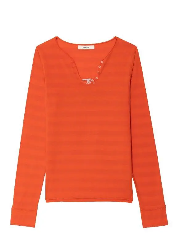 Zadig&Voltaire Striped Henley T-shirt - Spice