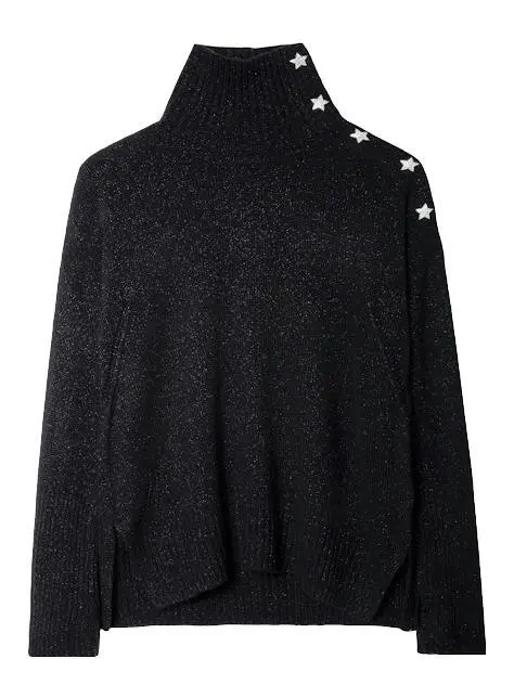 Zadig&Voltaire Alma Jewelled Cashmere Turtleneck - Black
