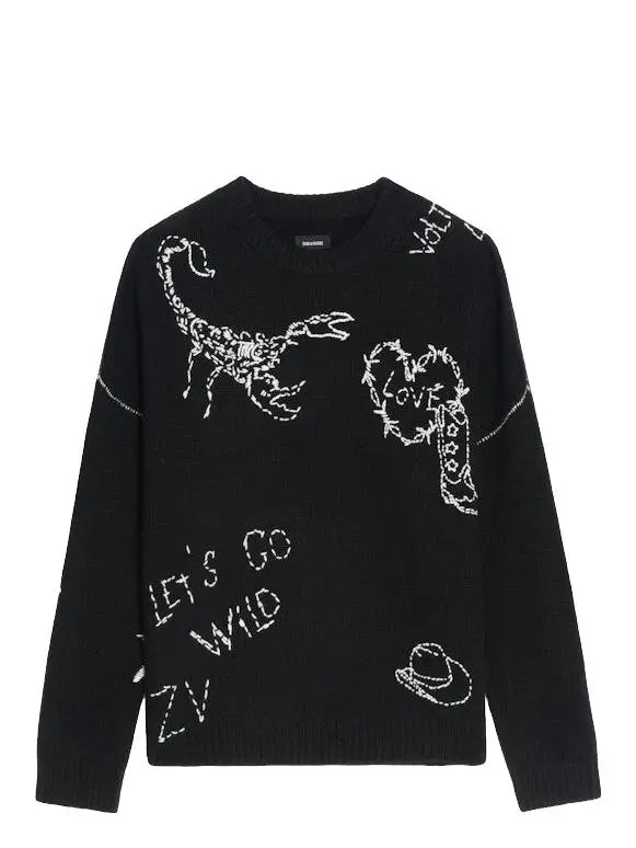Zadig&Voltaire Baba Embroidered Wool Sweater - Black
