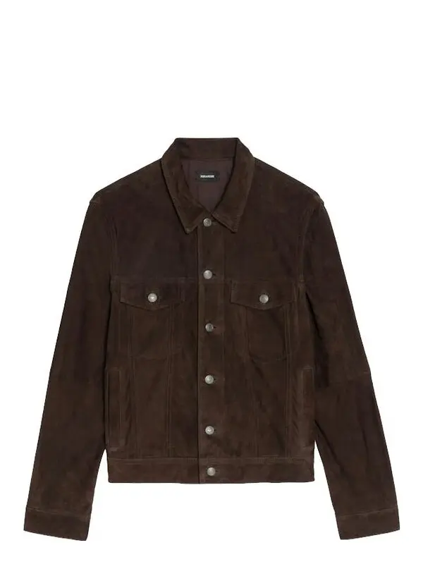 Zadig&Voltaire Bases Suede Leather Jacket - Dark Chocolate