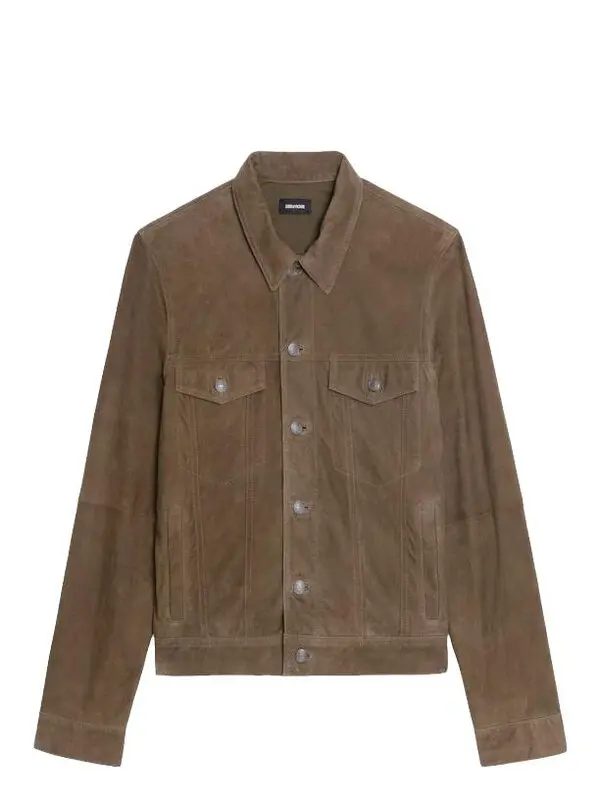 Zadig&Voltaire Bases Suede Leather Jacket - Moss