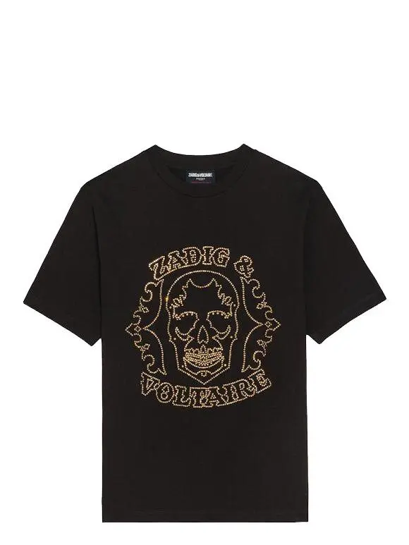 Zadig&Voltaire Edwin Rhinestone Skull T-shirt - Dark Chocolate