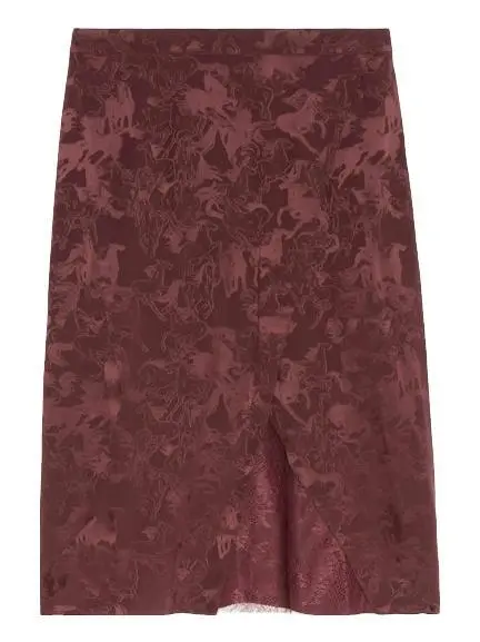 Zadig&Voltaire Julen Silk Lace Midi Skirt - Burgundy