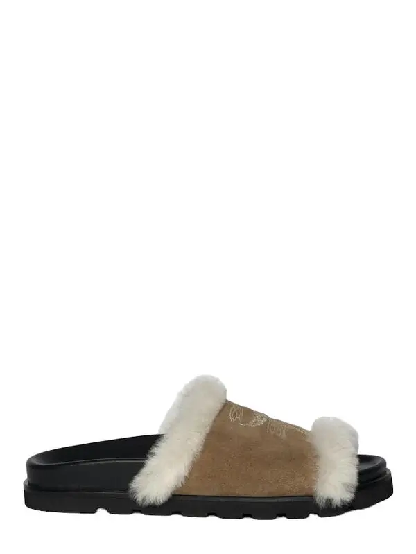 Zadig&Voltaire Teddy Shearling Open Mules - Cognac