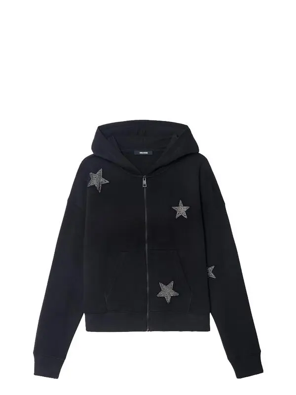 Zadig&Voltaire Diamanté Star Zip Up Hoodie - Black