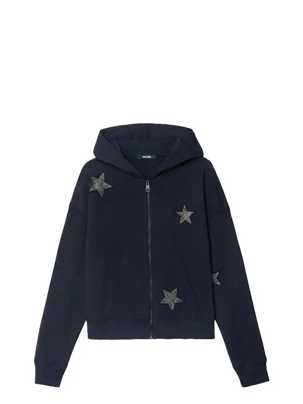 Zadig&Voltaire Diamanté Star Zip Up Hoodie - Encre