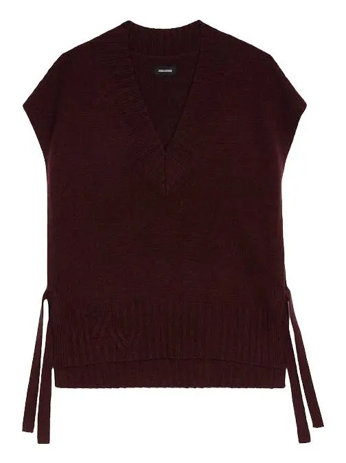 Zadig&Voltaire Maddy Sleeveless Cashmere Sweater - Burgundy