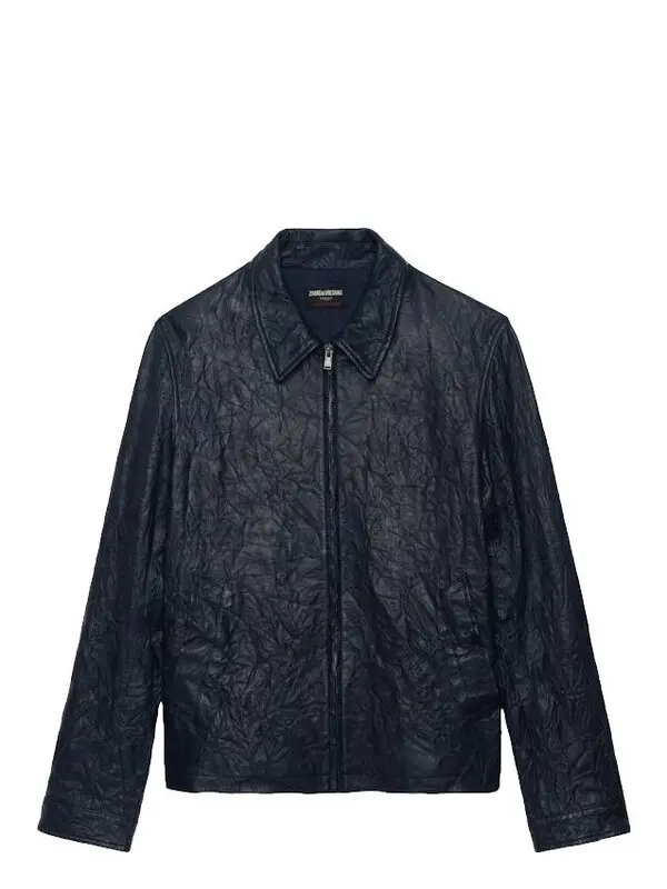 Zadig&Voltaire Loumy Crinkled Leather Jacket - Encre
