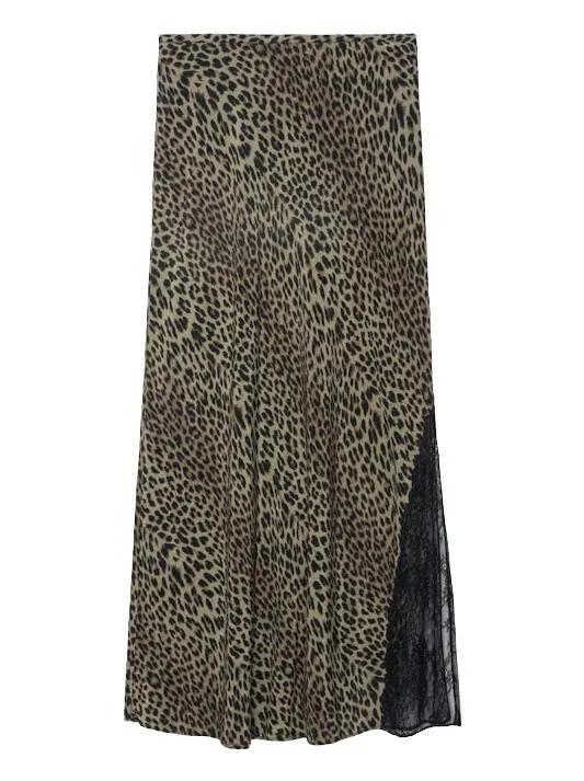 Zadig&Voltaire Jayla Mid-length Leopard Print Skirt - Leaves