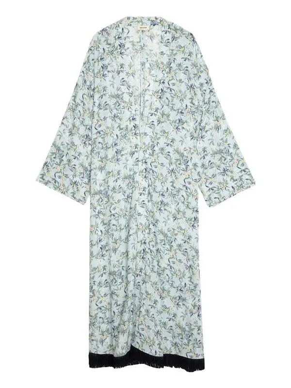 Zadig&Voltaire Floral Viscose Long Kimono - Cloud