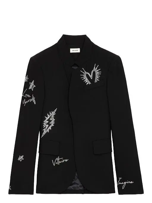 Zadig&Voltaire Slim-fit Suit Jacket With Diamanté Embellishments - Black