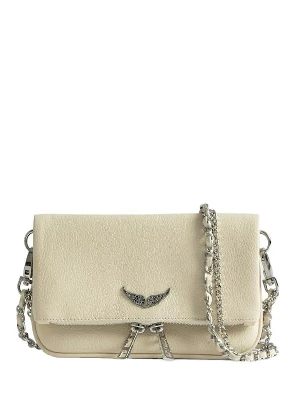 Zadig&Voltaire Rock Mini Clutch In Grained Leather With Chain Straps - Flash