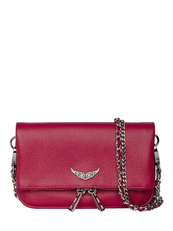 Zadig&Voltaire Rock Mini Clutch In Grained Leather With Chain Straps - Podium