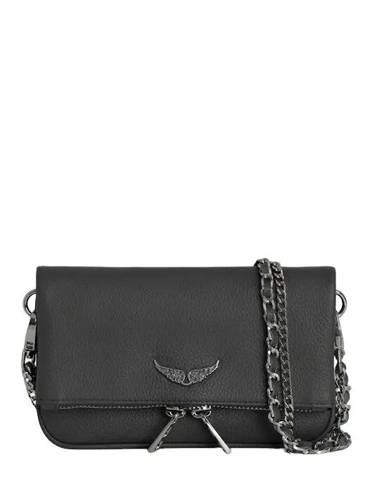 Zadig&Voltaire Rock Mini Clutch In Grained Leather With Chain Straps - Road