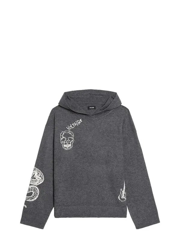 Zadig&Voltaire Hooded Sweater With Embroidery - Charcoal