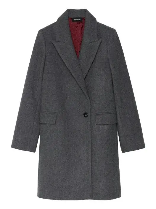 Zadig&Voltaire Mid-length Wool Blend Pea Coat - Gris Chine