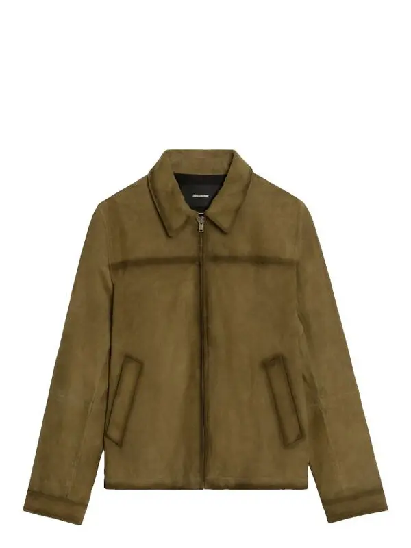 Zadig&Voltaire Loumy Suede Leather Jacket - Kaki Canvas