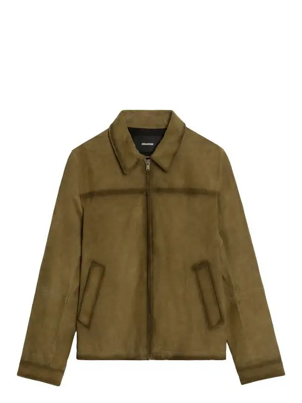 Zadig&Voltaire Loumy Suede Leather Jacket - Kaki Canvas