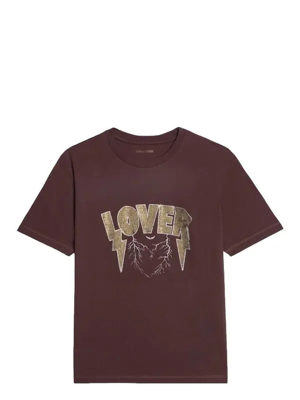 Zadig&Voltaire Edwin Rhinestone Graphic T-shirt - Burgundy