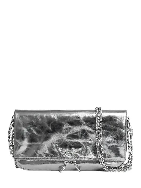 Zadig&Voltaire Rock Metallic Leather Clutch - Gun