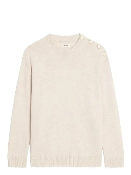 Zadig&Voltaire Wool And Cashmere Jeweled Button Sweater - Cream