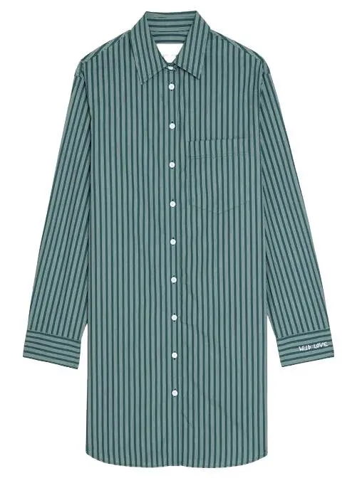 Zadig&Voltaire Rorning Striped Shirt Dress - Emerald