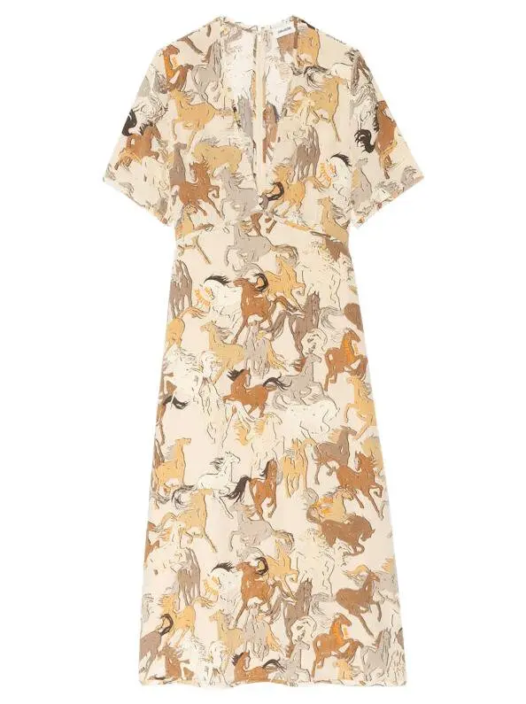 Zadig&Voltaire Rhodral Horse Print Midi Dress - Ecru