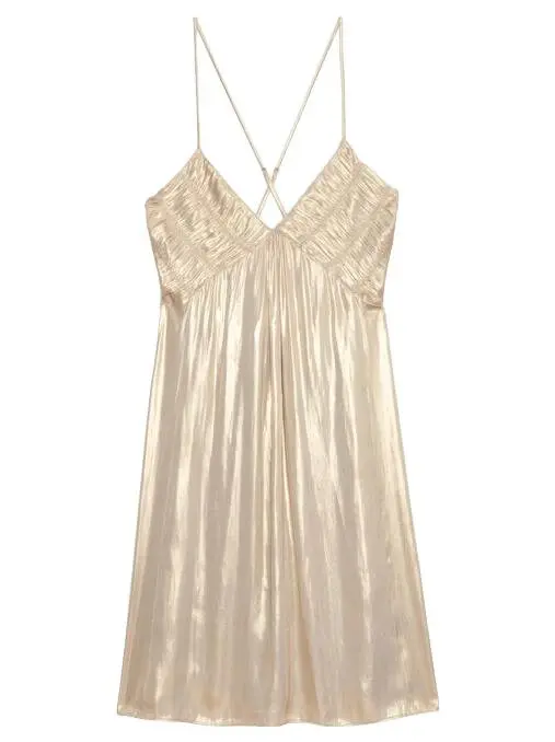 Zadig&Voltaire Rayonna Pleated Satin Dress - Gold