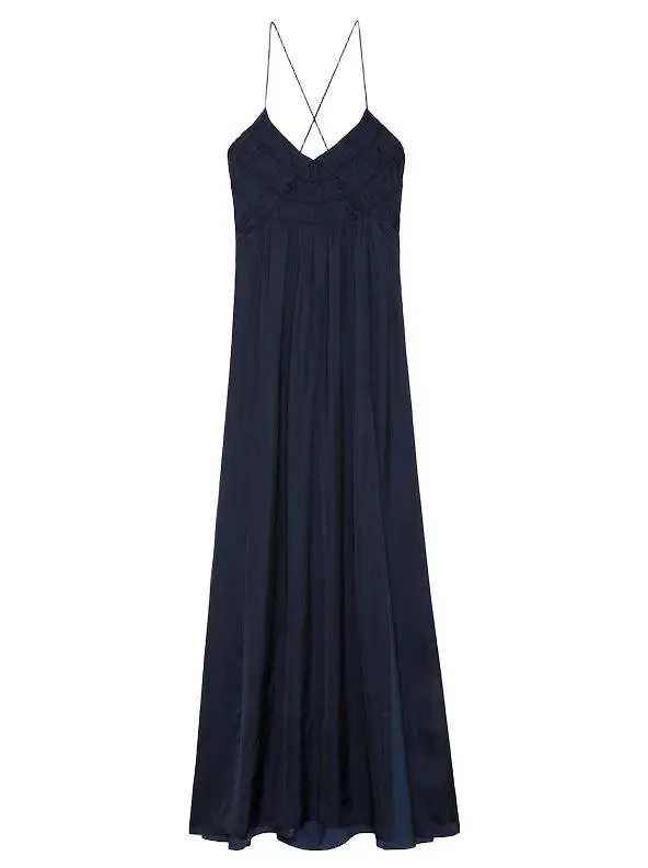 Zadig&Voltaire Pleated Satin Maxi Dress - Encre