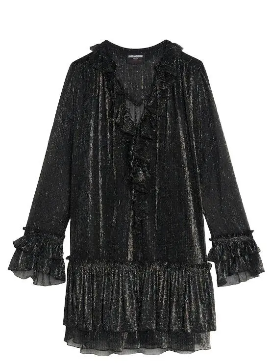 Zadig&Voltaire Ralice Metallic Chiffon Dress - Black