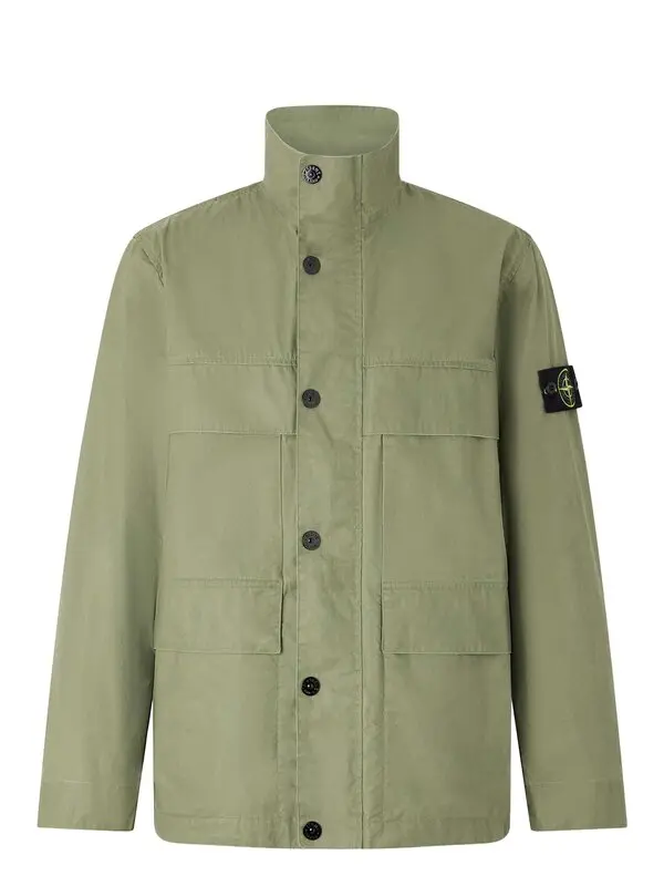 Stone Island Logo-appliquéd Waxed-canvas Field Jacket - Green