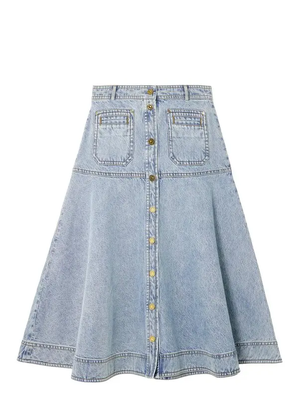 Zimmermann Denim Midi Skirt - Blue