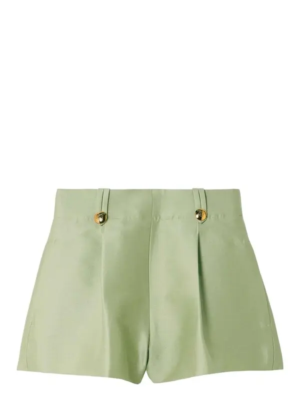 Zimmermann Luna Wool And Silk-blend Shorts - Green