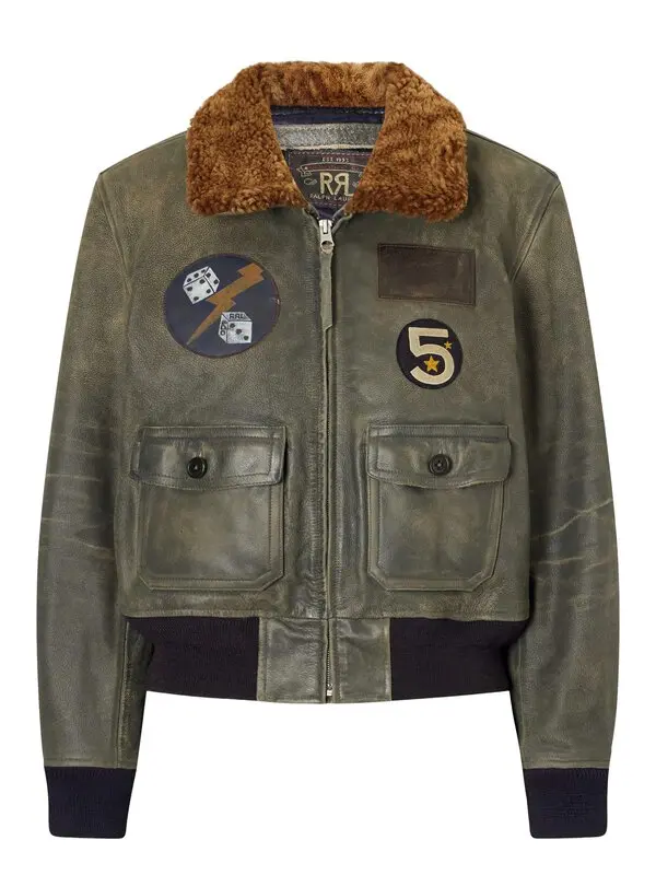 Ralph Lauren Harper Plush-trimmed Appliquéd Leather Bomber Jacket - Indigo