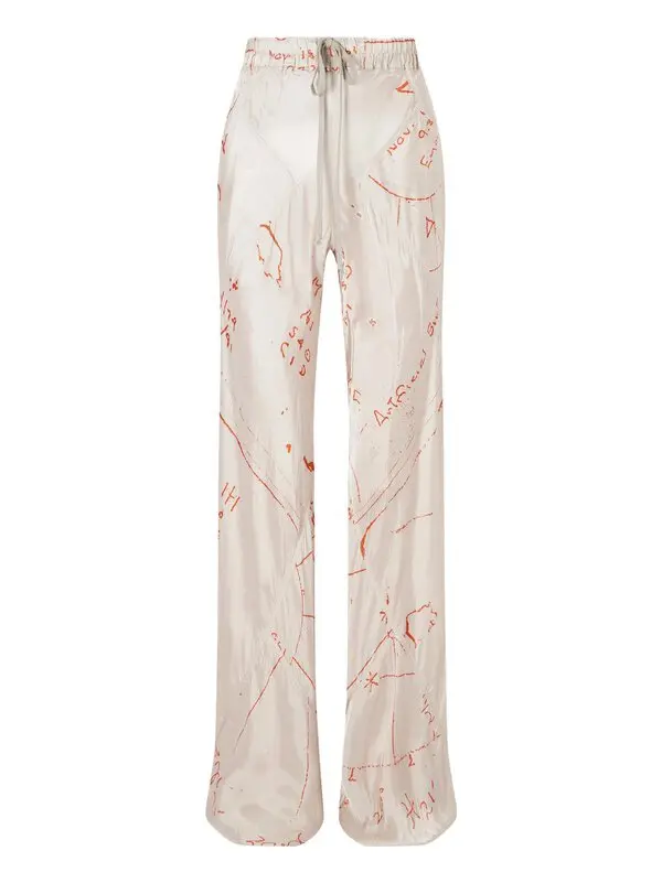Rick Owens Bias Paneled Printed Satin Pants - Multi
