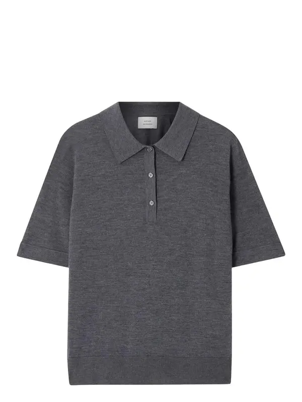 Loulou De Saison Migo Cashmere Polo Shirt - Dark Gray