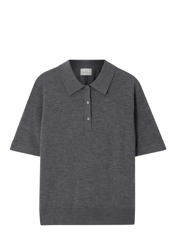 Loulou De Saison Migo Cashmere Polo Shirt - Gray