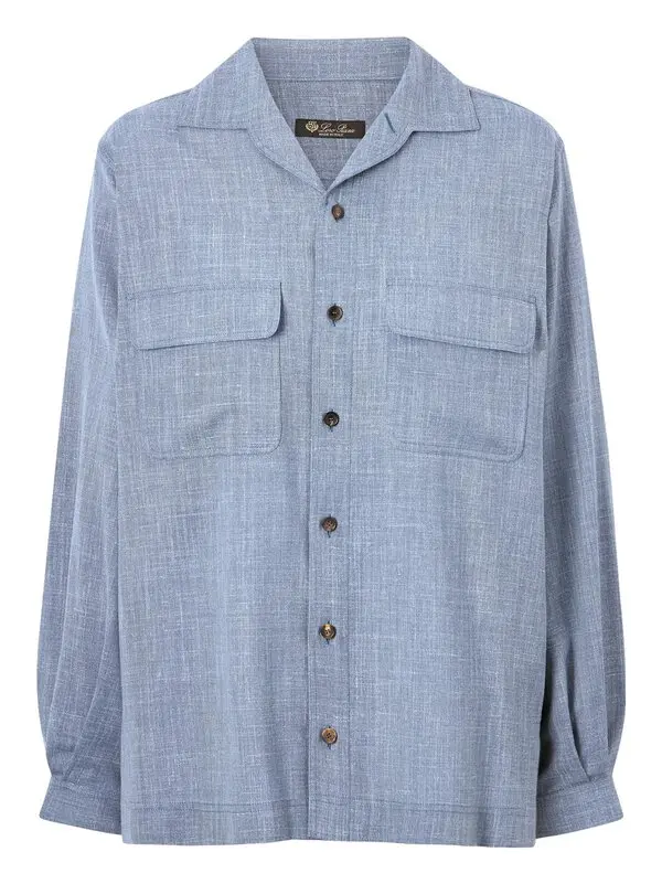 Loro Piana Ida Wool, Silk And Linen-blend Shirt - Blue
