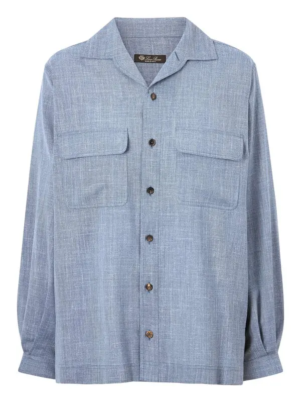 Loro Piana Ida Wool, Silk And Linen-blend Shirt - Light Blue