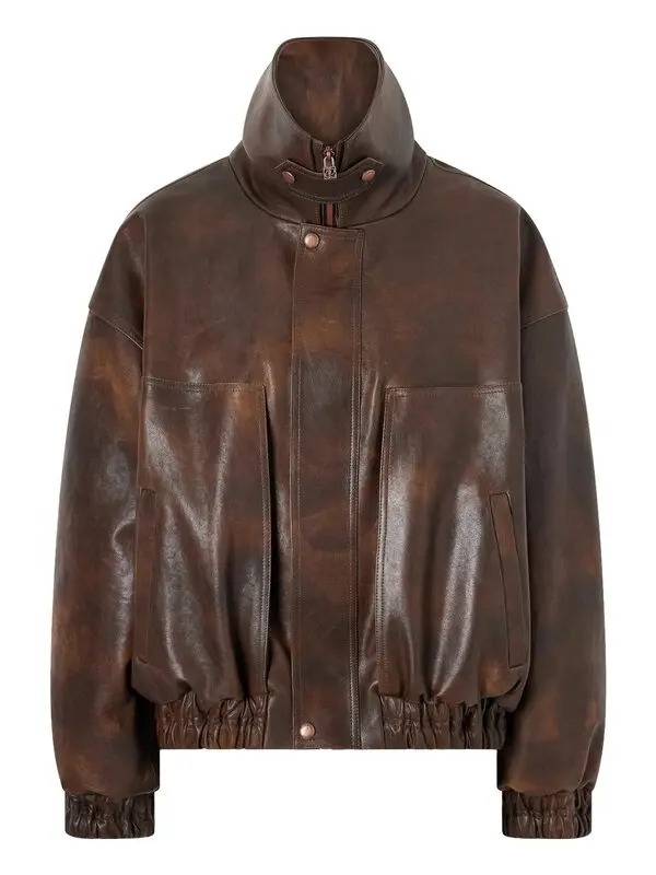 Magda Butrym Oversized Leather Jacket - Metallic