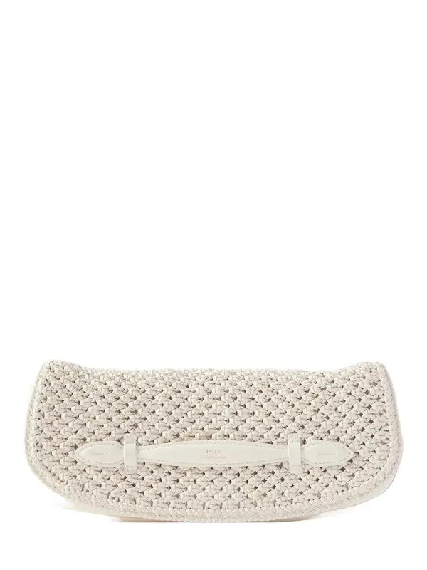 Polo Ralph Lauren Bellport Woven Leather Clutch - Off-white