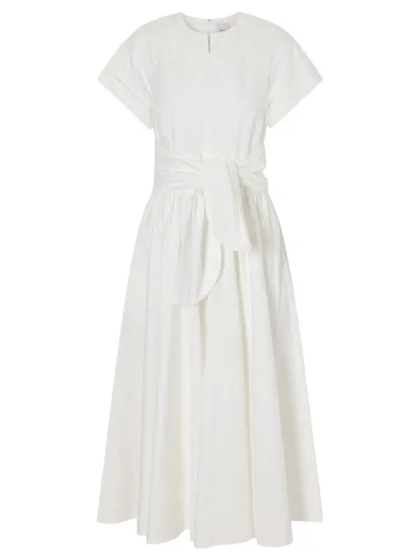 PATOU Knotted Cotton-poplin Midi Dress - White