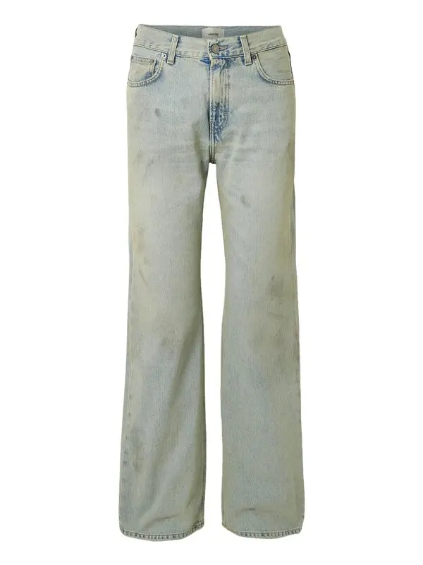 HAIKURE Korea Distressed Wide-leg Jeans - Blue