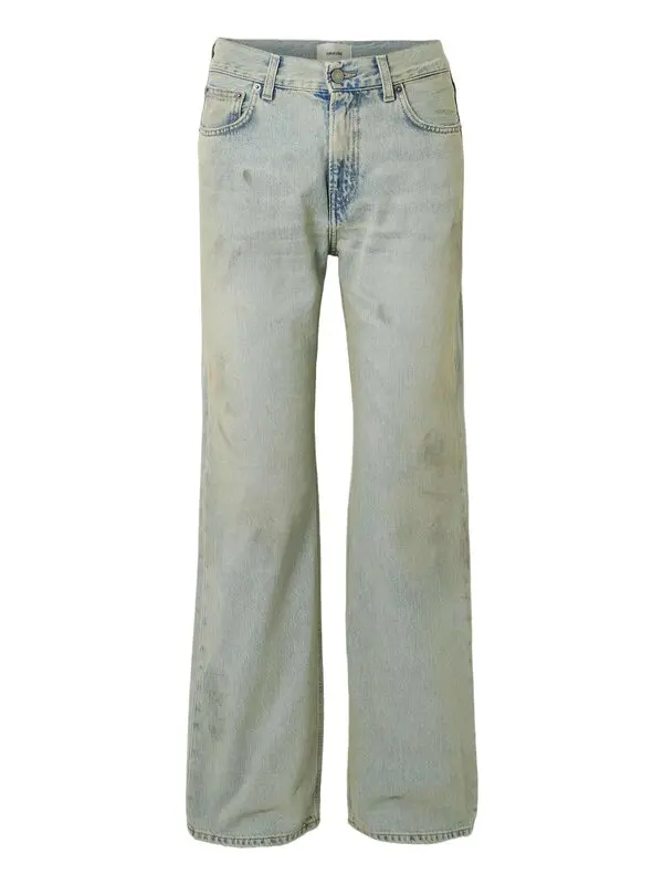 HAIKURE Korea Distressed Wide-leg Jeans - Light Denim