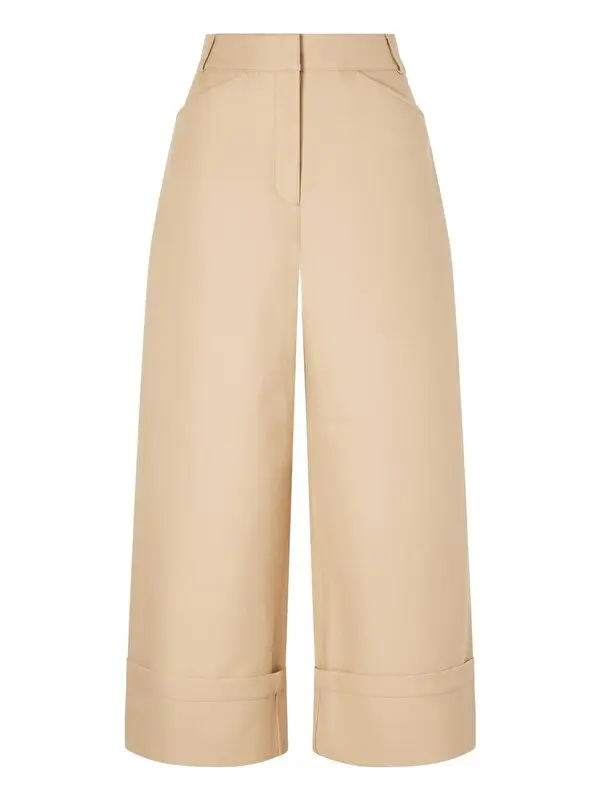 Another Tomorrow Organic Cotton High-rise Wide-leg Pants - Neutrals