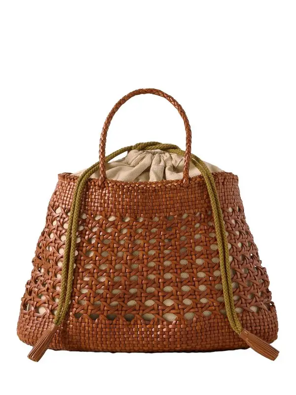 Dragon Diffusion Santa Cano Woven Leather Tote - Tan