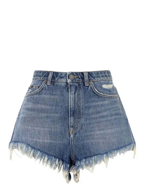 Dolce & Gabbana Frayed Denim Shorts - Mid Denim