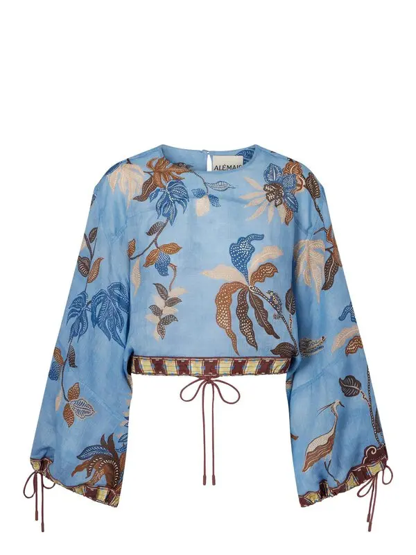 ALEMAIS Georgie Cropped Printed Ramie Blouse - Multi