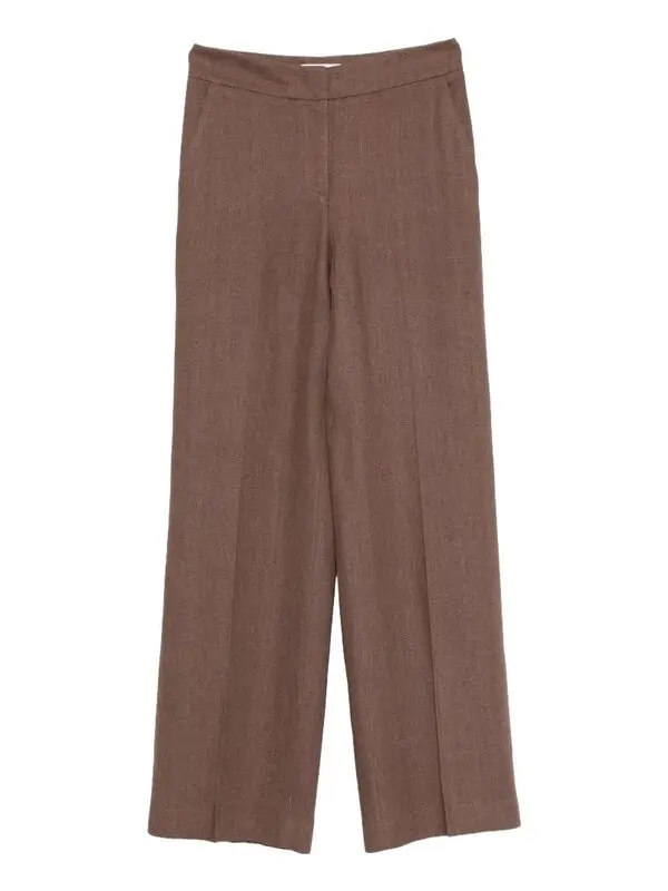 VIA MASINI 80 Wide Leg Linen Trousers - Brown